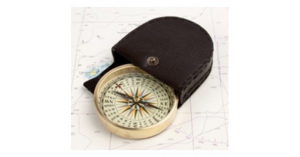 Brass Compass in Leather Pouch