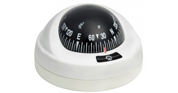 Riviera Aries Compass (BAR) - Surface Mount - White Base With Black Card
